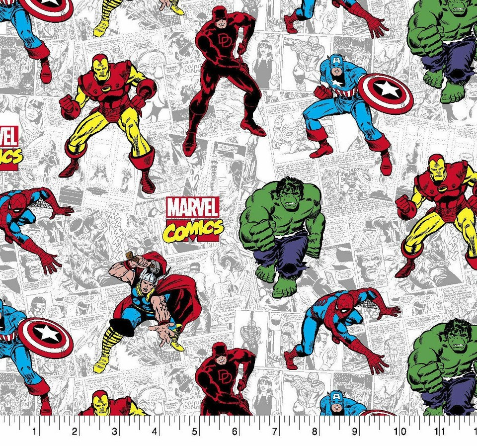 Marvel DC Comics Fabric By The 1/4 Yard - CHOOSE SUPERHERO PRINT - 100% ...