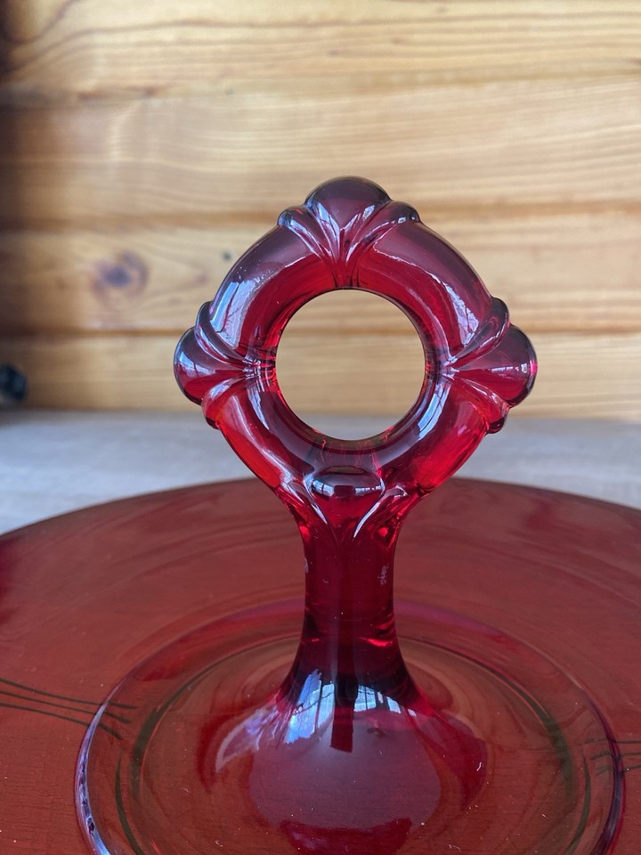 Ruby Red Crow's Foot Paden City Handled Sandwich Server Tray 10½" | eBay