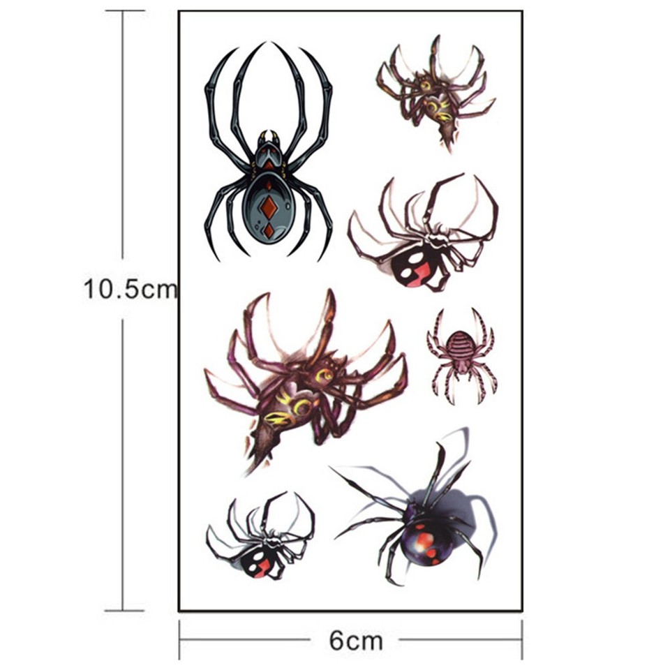 3 Sheets Spider Pattern Halloween Stickers Temporary Tattoos Decorative ...