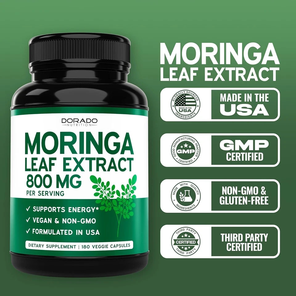 Organic Moringa Capsules 40,000Mg (3 Month Supply) Pure Organic Moringa ...