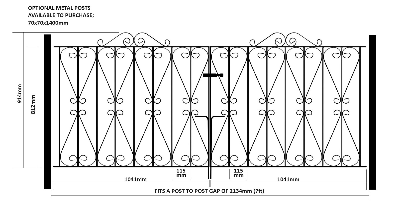 Regent Scroll Driveway Gates 7ft to 10ft GAP x 914mm H Wrought Iron ...