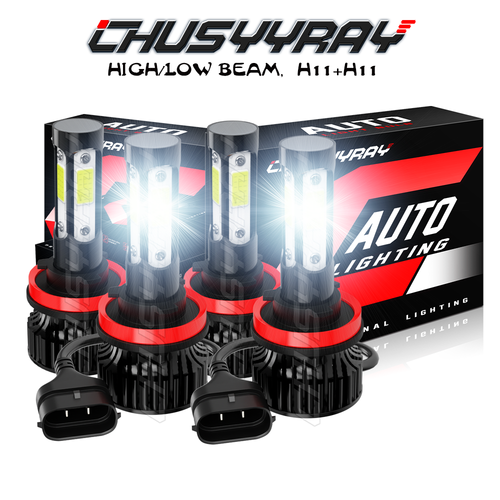 H11+H11 LED Headlight Bulbs Kit High/Low Beam Super Bright Brightest ...