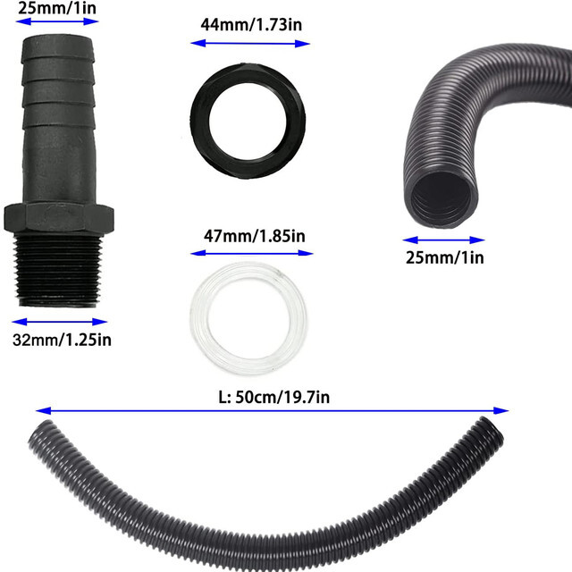 Water Butt Connector Pipe Link Kit 25mm Downpipe Rain Barrel Connecting ...