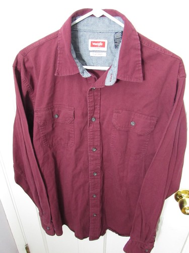 Vintage Wrangler Button Up Flannel Shirt Red Chamois Mens Adult LARGE L ...