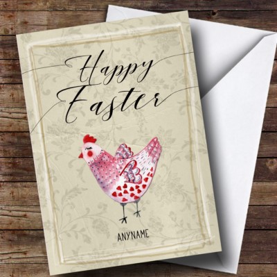 Personalised Pink Chicken Easter Card | eBay UK
