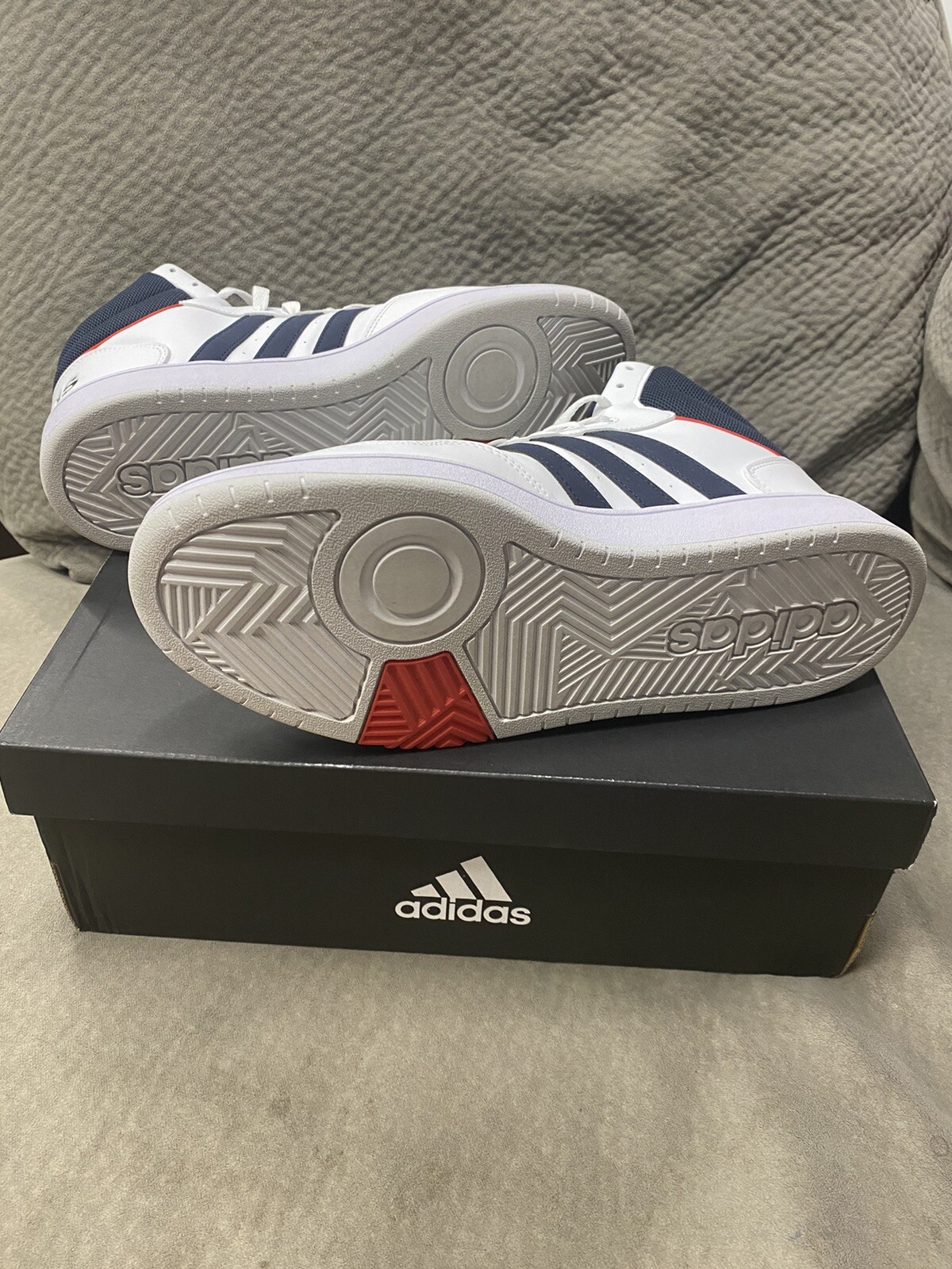 Adidas Hoops 3.0 Mid Cloud White/Legend Ink/Vivid Red… - Gem