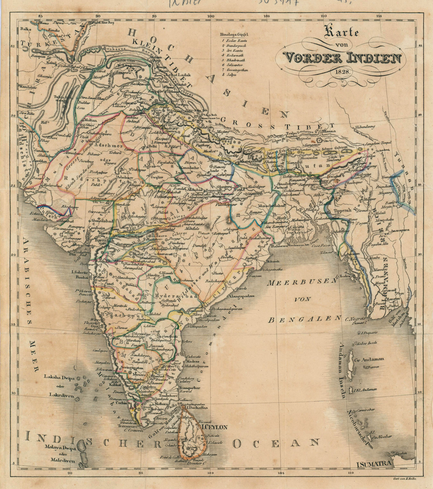 India Original Mapa Kolbe 1830 | eBay Australia