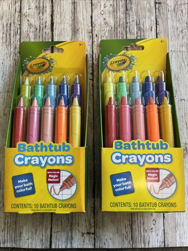 2 Sets of Crayola Bathtub Crayons 10 Colors Each Use on Tub Or Shower ...