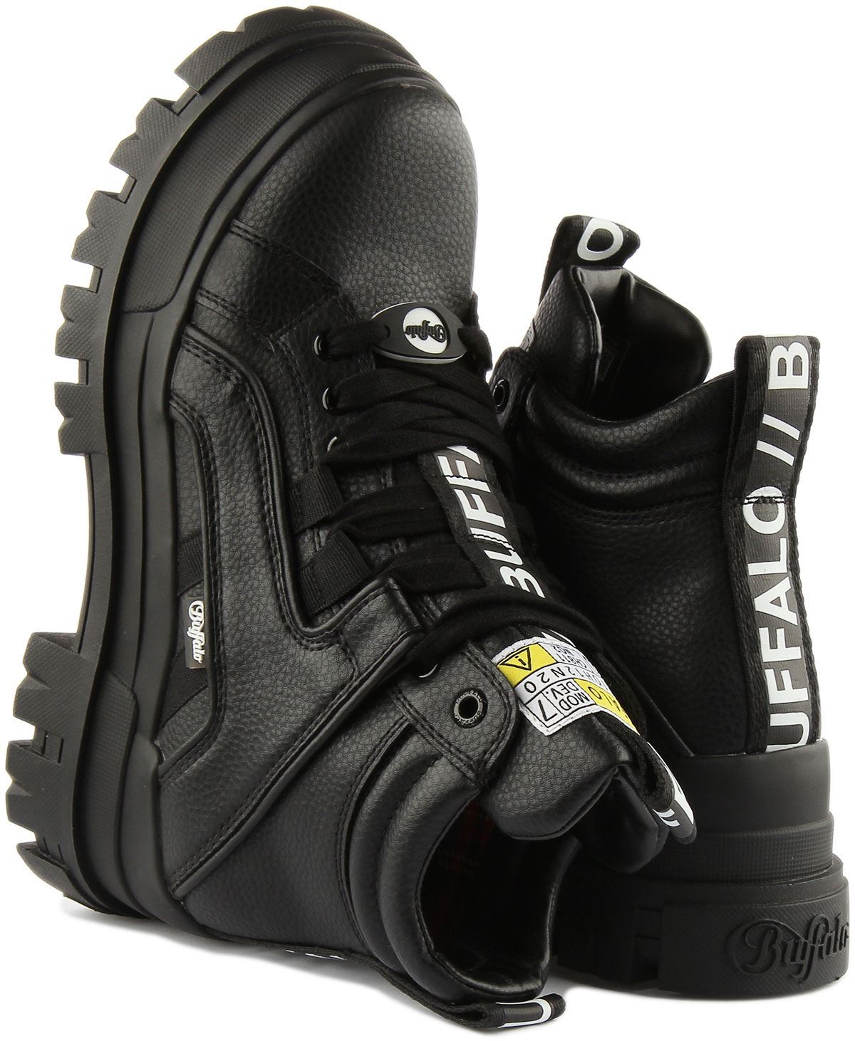 Buffalo Aspha Nc Mid Womens Platform Vegan Sneakers In Black Size US 6 ...
