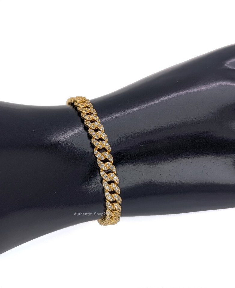 New 100% Authentic PANDORA 14K Gold Timeless Pavé Cuban Chain Bracelet ...