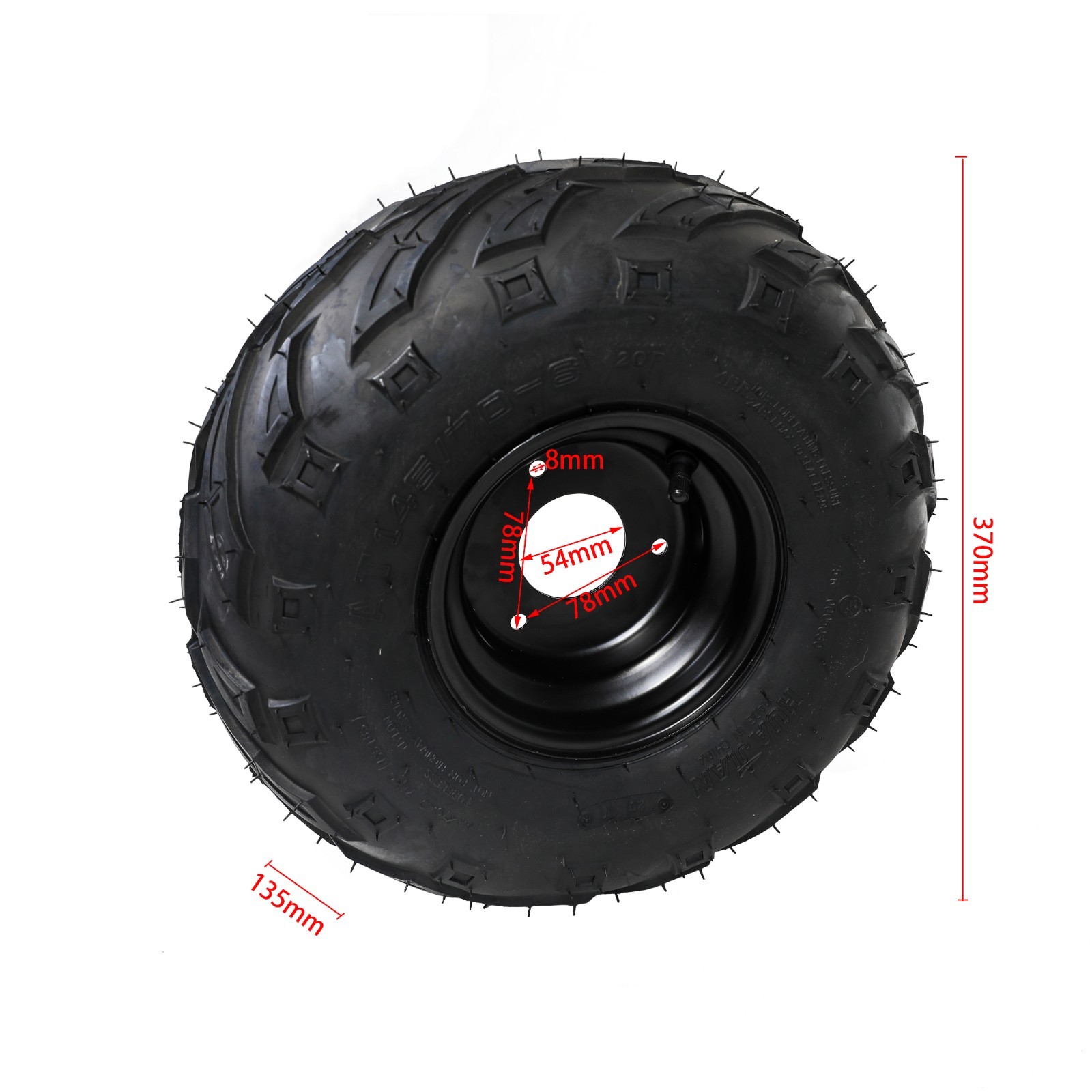 4pcs 145/70-6 Tire Wheel Rim 50 70 90 110cc Taotao Quad ATV Go-Kart 4 ...