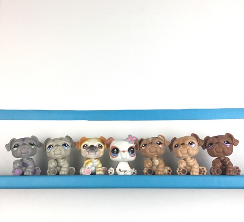 Lot 7 Littlest Pet Shop 916 1342 508 607 881 46 Bulldog Dog / LPS Set ...