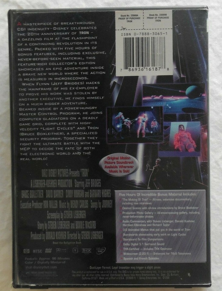"TRON", 20th Anniversary Edition, Disney 2-Disc Set DVD, Computer ...