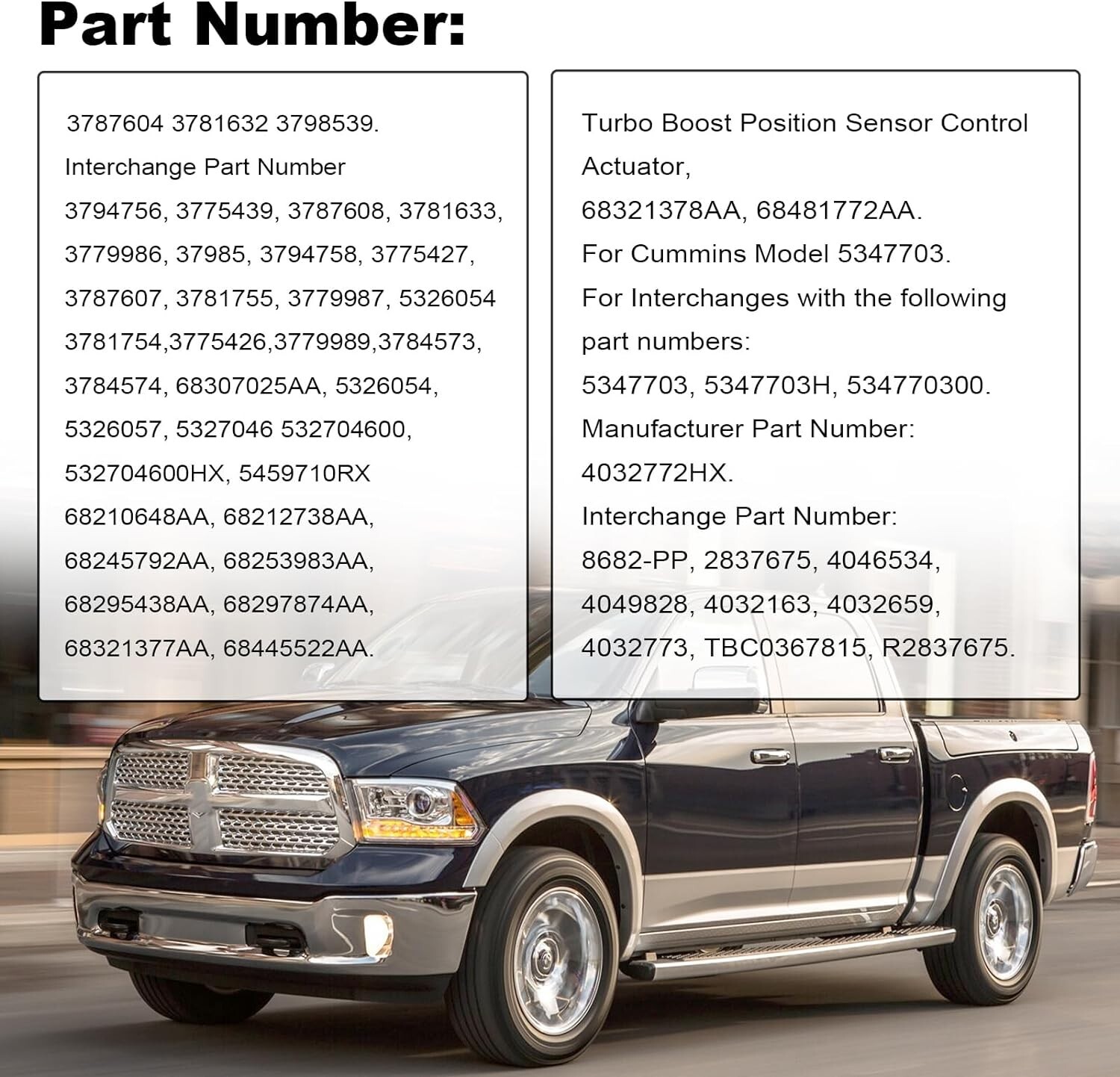 Turbo Actuator Fits 13-2018 Ram 2500 3500 Cummins 6.7L Diesel HE300VG ...
