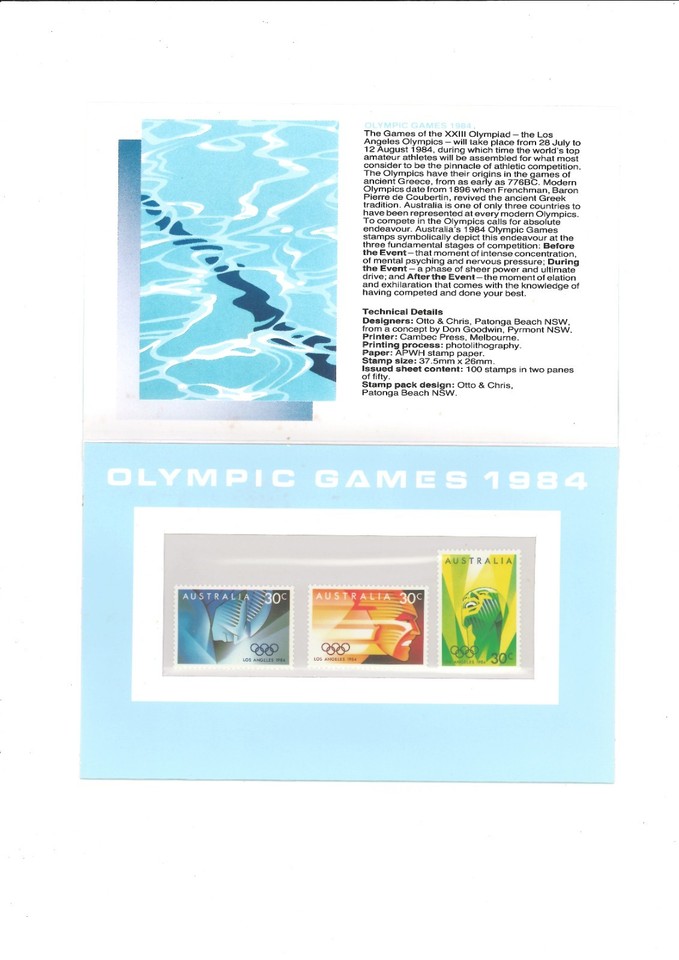 1984 Australia Olympic Games Stamp Pack MNH - FREE POSTAGE | eBay Australia