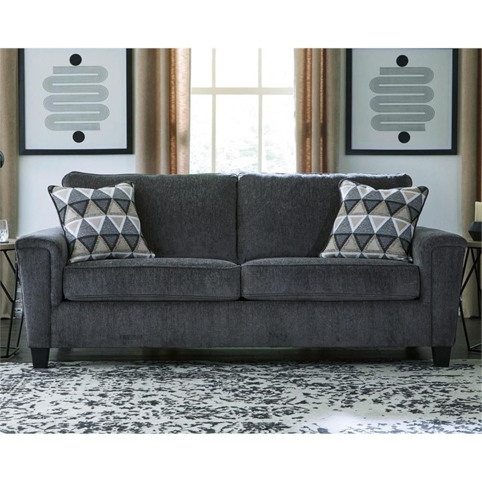 Signature Design by Ashley Abinger Contemporary Fabric Sofa in Smoke ...
