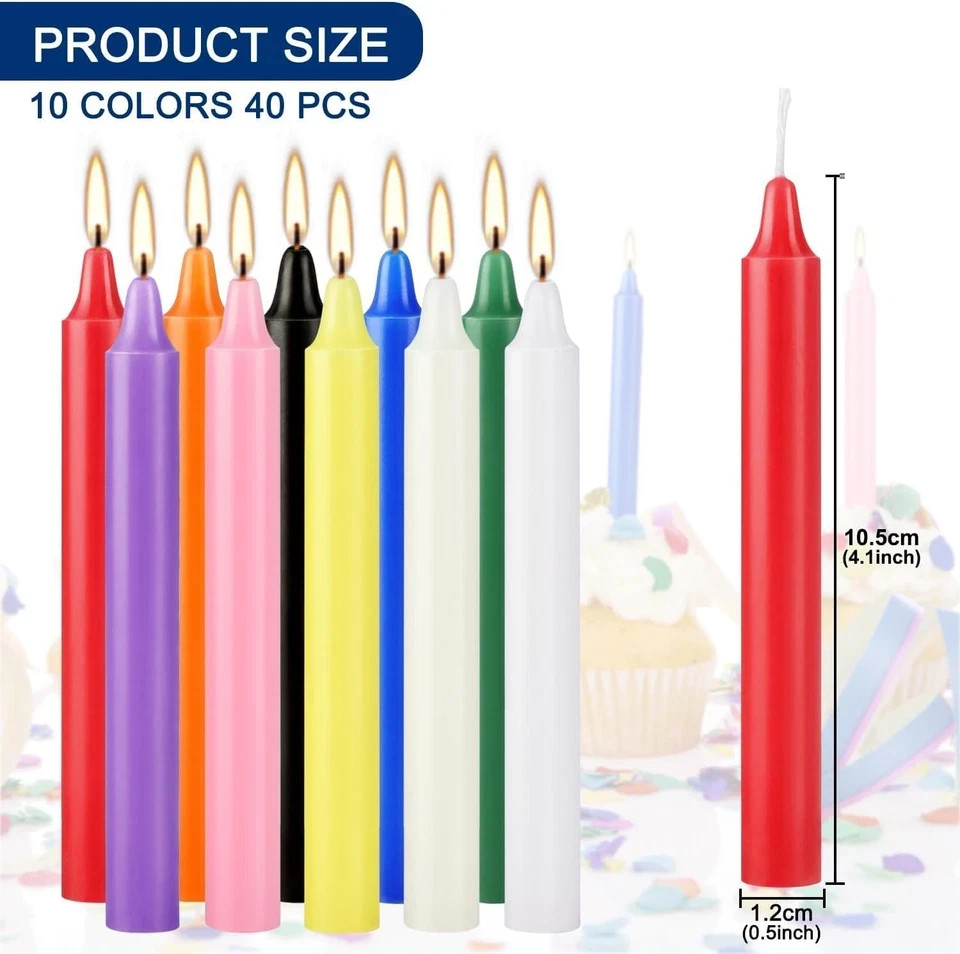 40 Pack Mini Taper Spell Candle-4 Inch Multi-Colored Candle Sticks-For ...