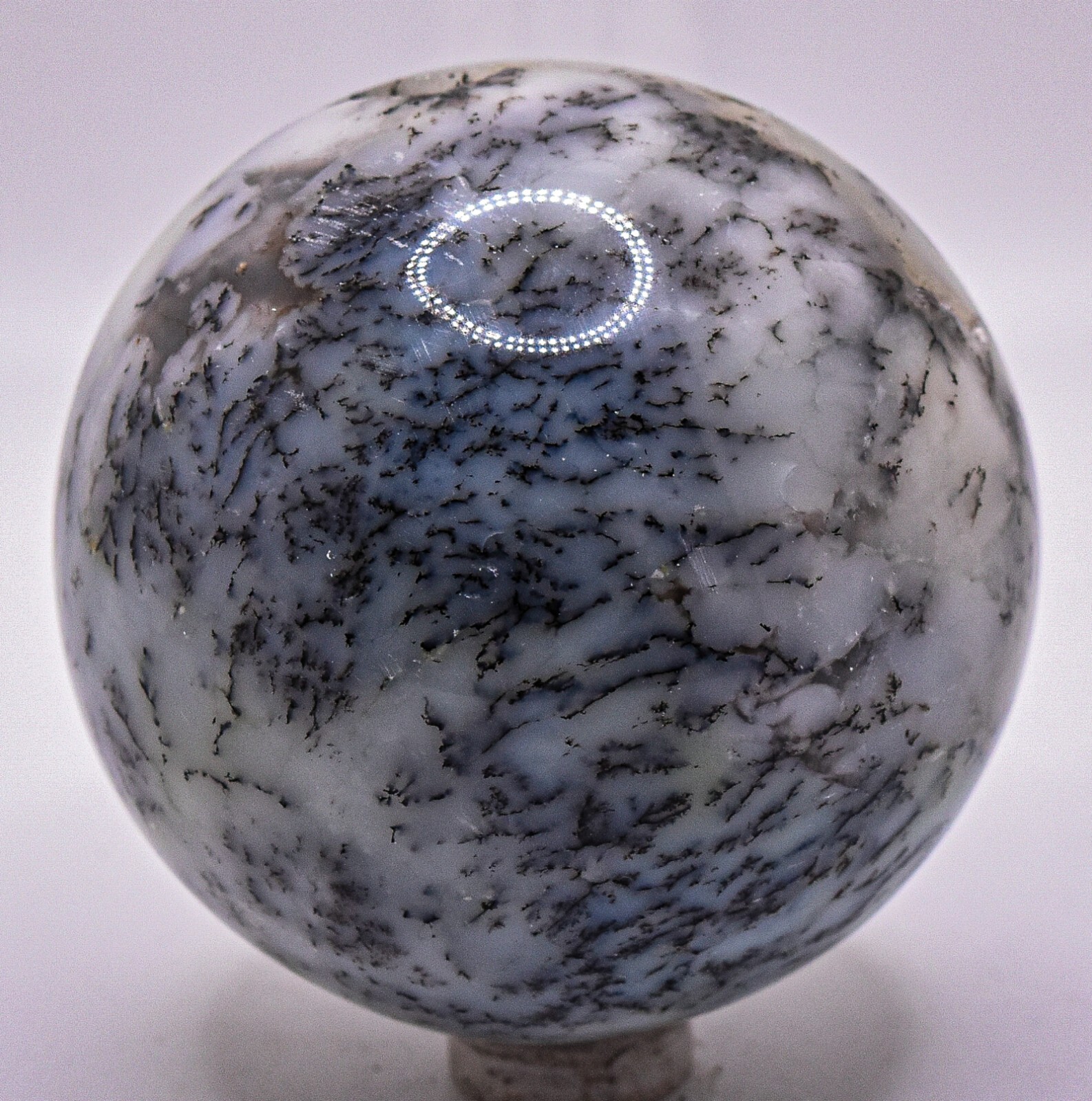 60mm Silverish Blue Milky Dendrite Agate Sphere Polished Gemstone Ball ...