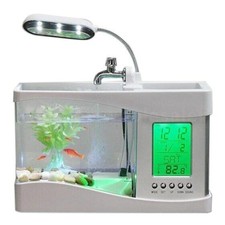 Home Aquarium Small Fish Tank USB LCD Desktop Lamp Light LED Clock ...
