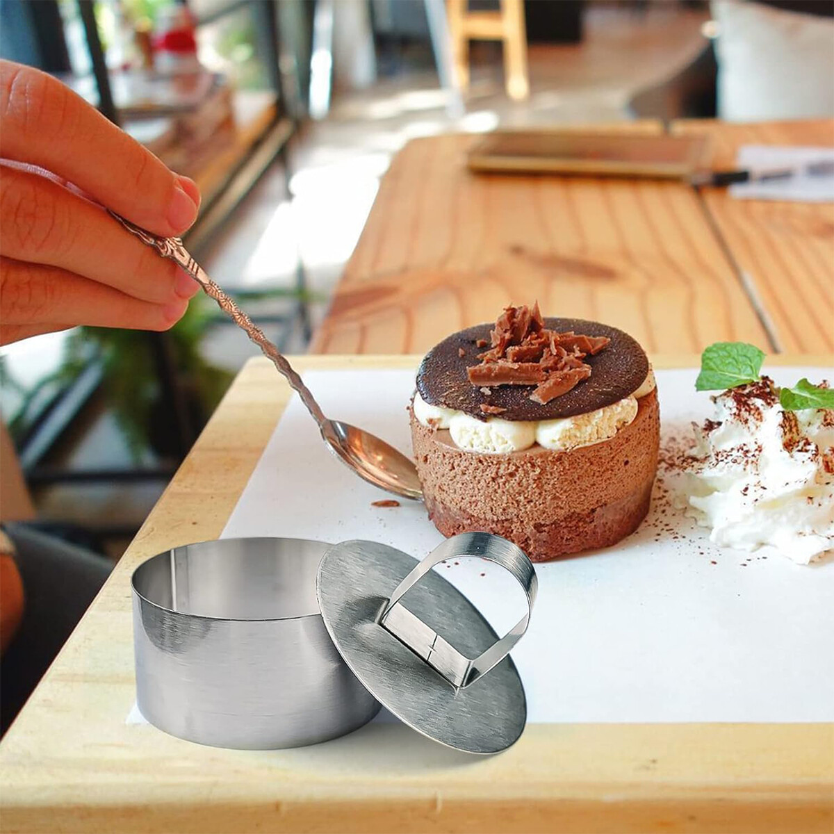 4pcs Stainless Steel Crumpet Rings with Pusher 8cm Round Muffin Mold ...