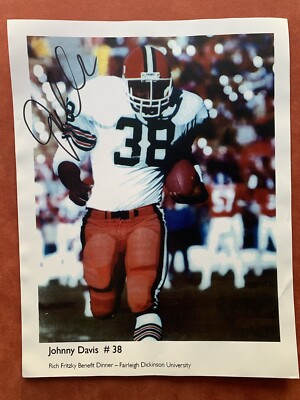 Johnny Davis Cleveland Browns (1982-1987) SIGNED 8.5 x 11 Color Laser ...