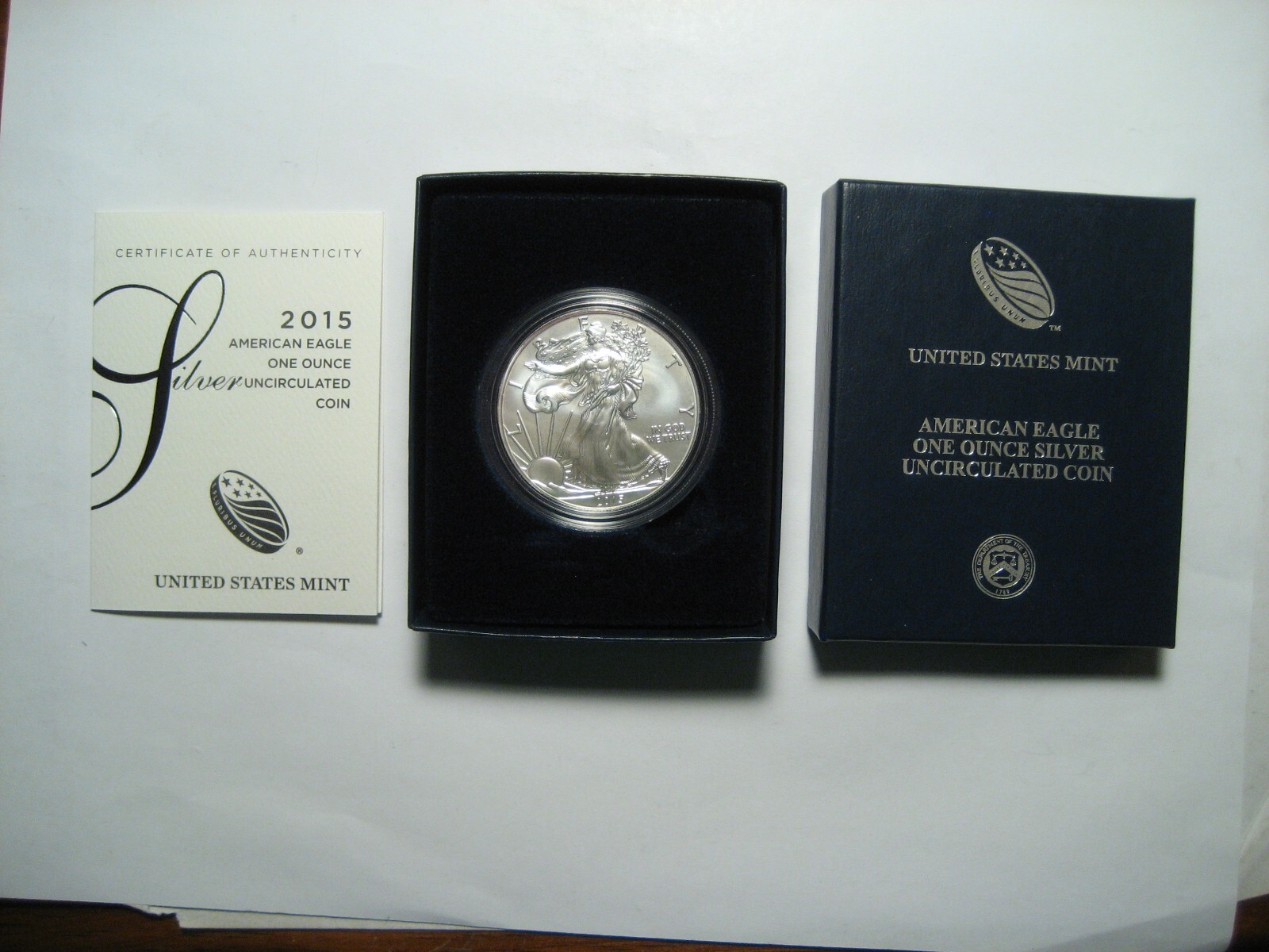 = 2015-W BU BURNISHED American SILVER Eagle Dollar ASE Coin with Box ...