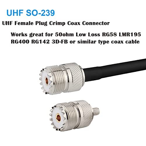 5 Pack SO239 Crimp Connectors SO-239 UHF Female Plug Crimp Coax ...