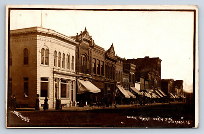 VTG Real Photo Postcard Cherokee Iowa Main Street Businesses Bank Drug ...