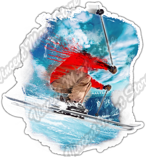 Skiing Mountains Sport Ski Winter Extreme Car Bumper Vinyl Sticker ...