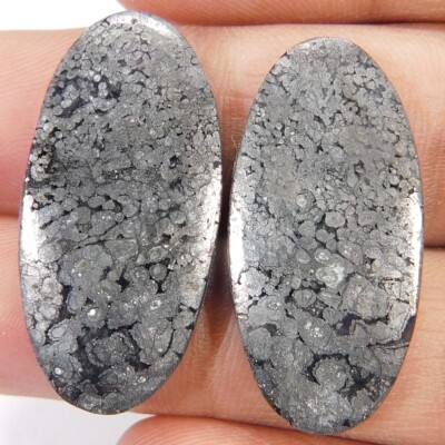 Natural Untreated Marcasite Matched Pair Oval Cabochon 37.15Cts. Loose ...