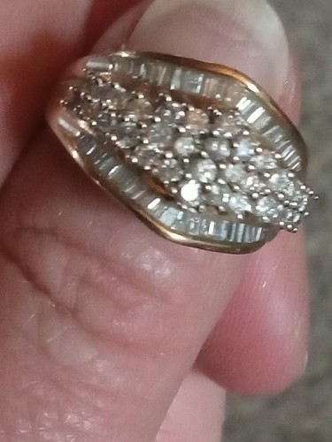 14k gold ring pre owned diamond Cluster Size 11 | eBay