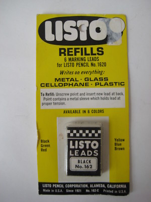 vtg Listo Lead REFILL Black No 162 retro marking retro mechanical ...