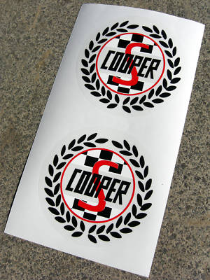 Classic 'Laurel' side decals stickers black/white/red to fit Mini ...