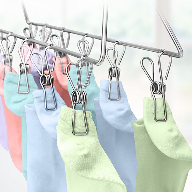 40pcs Stainless Steel Washing Line Clothes Pegs Hang Pin Metal Clips ...