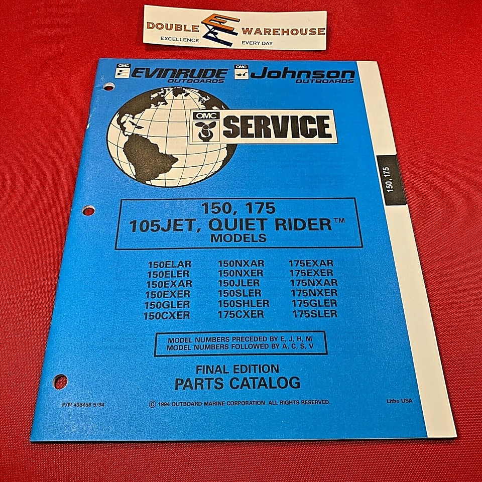 1994 OMC 150 175 105JET Quiet Rider Models Parts Catalog 436458 ...