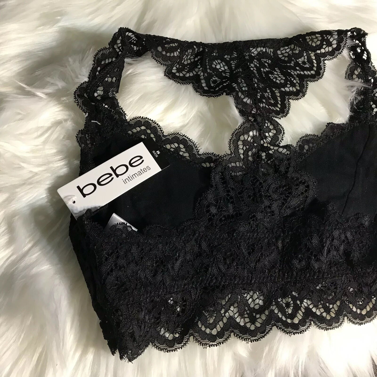 BEBE BRALETTE RACERBACK LACE SIZE M | eBay