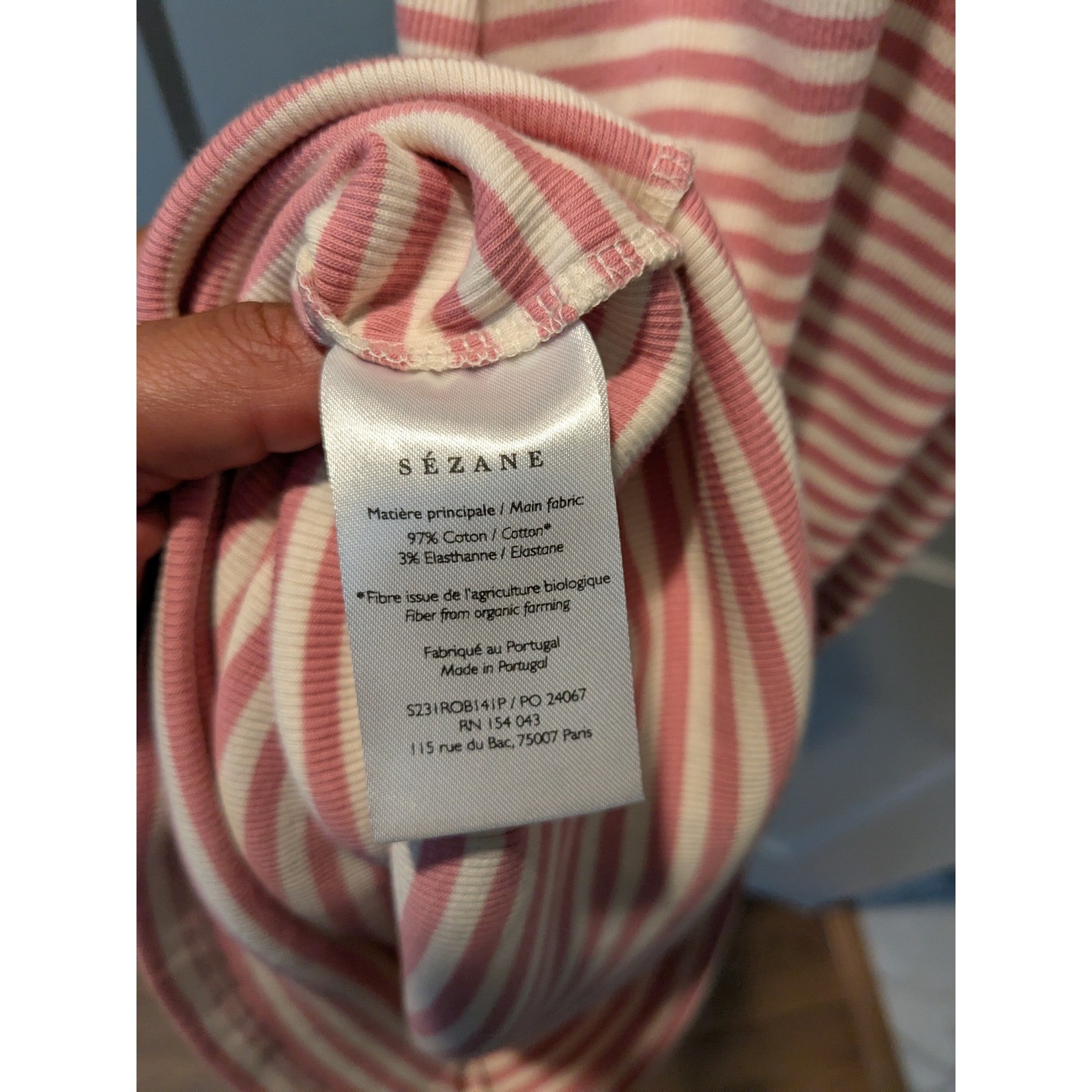 Sezane Women's Striped Elona Tank Dress Pink White Sleeveless Ribbed ...