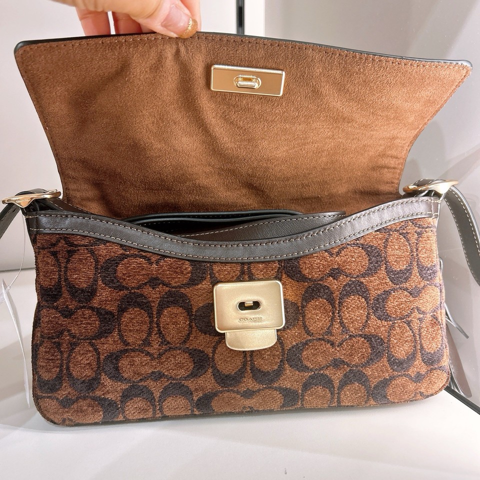 nwt Coach Etta Small Flap Shoulder Bag in Signature Chenille 🔥 🔥 | eBay