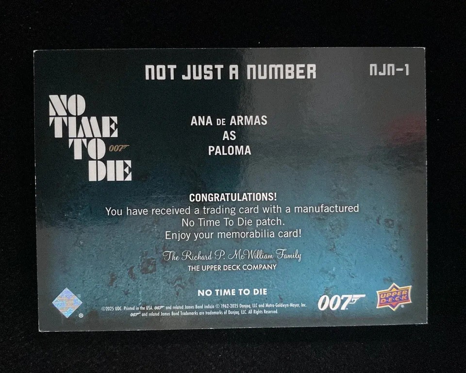 2025 UD James Bond 007 No Time To Die Ana De Armas as Paloma Patch ...