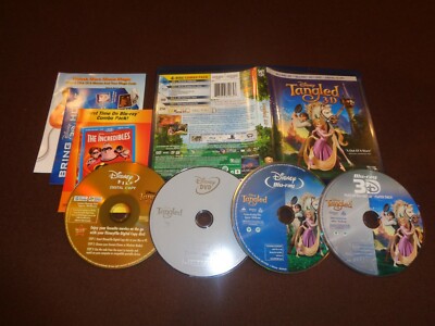 Tangled (Blu-ray, 2D & 3D, DVD, 2011, 4-Disc Set) Flawless Discs ...