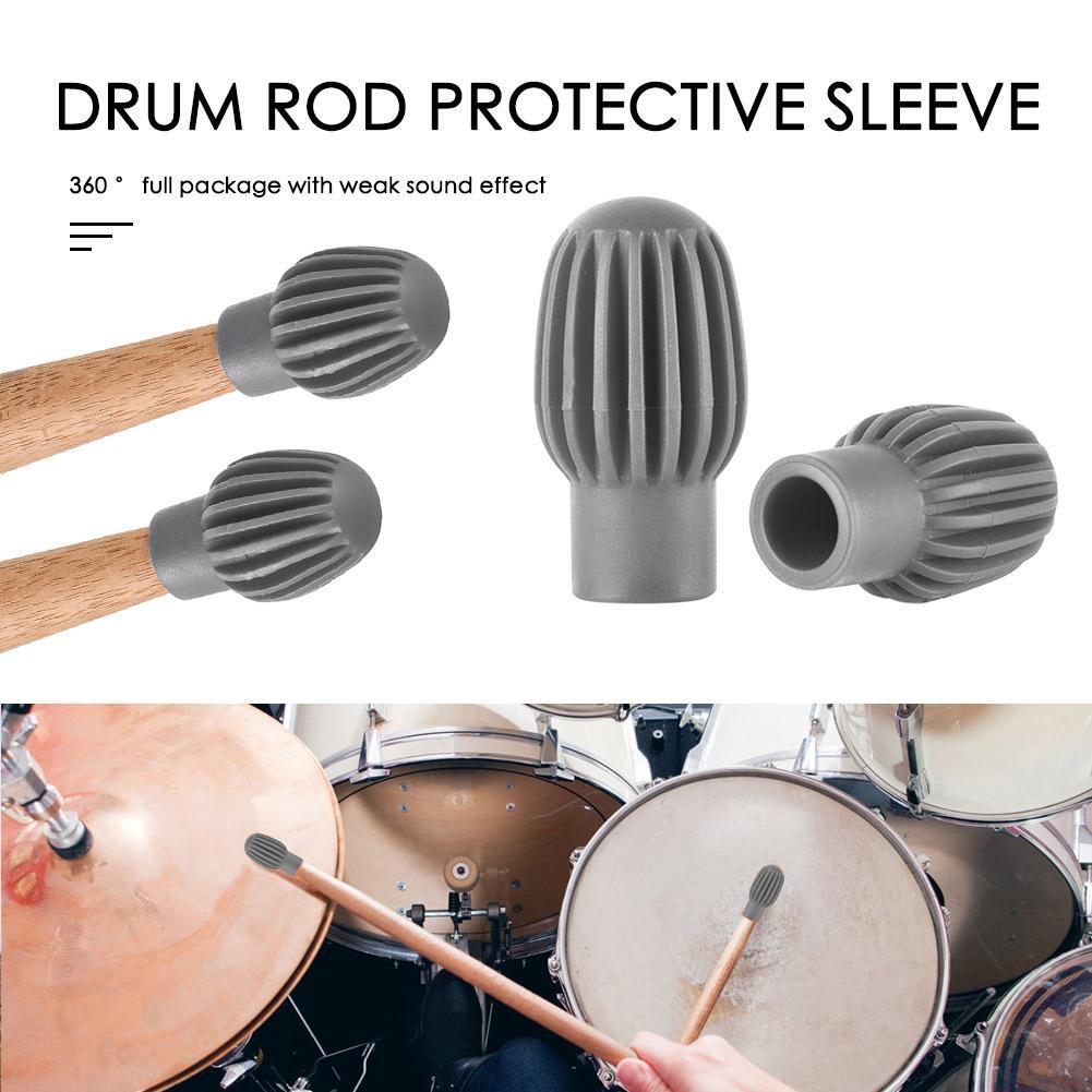 2 Pcs Silicone Drumstick Silent Tip Drum Stick Sleeve Caps Drum ...