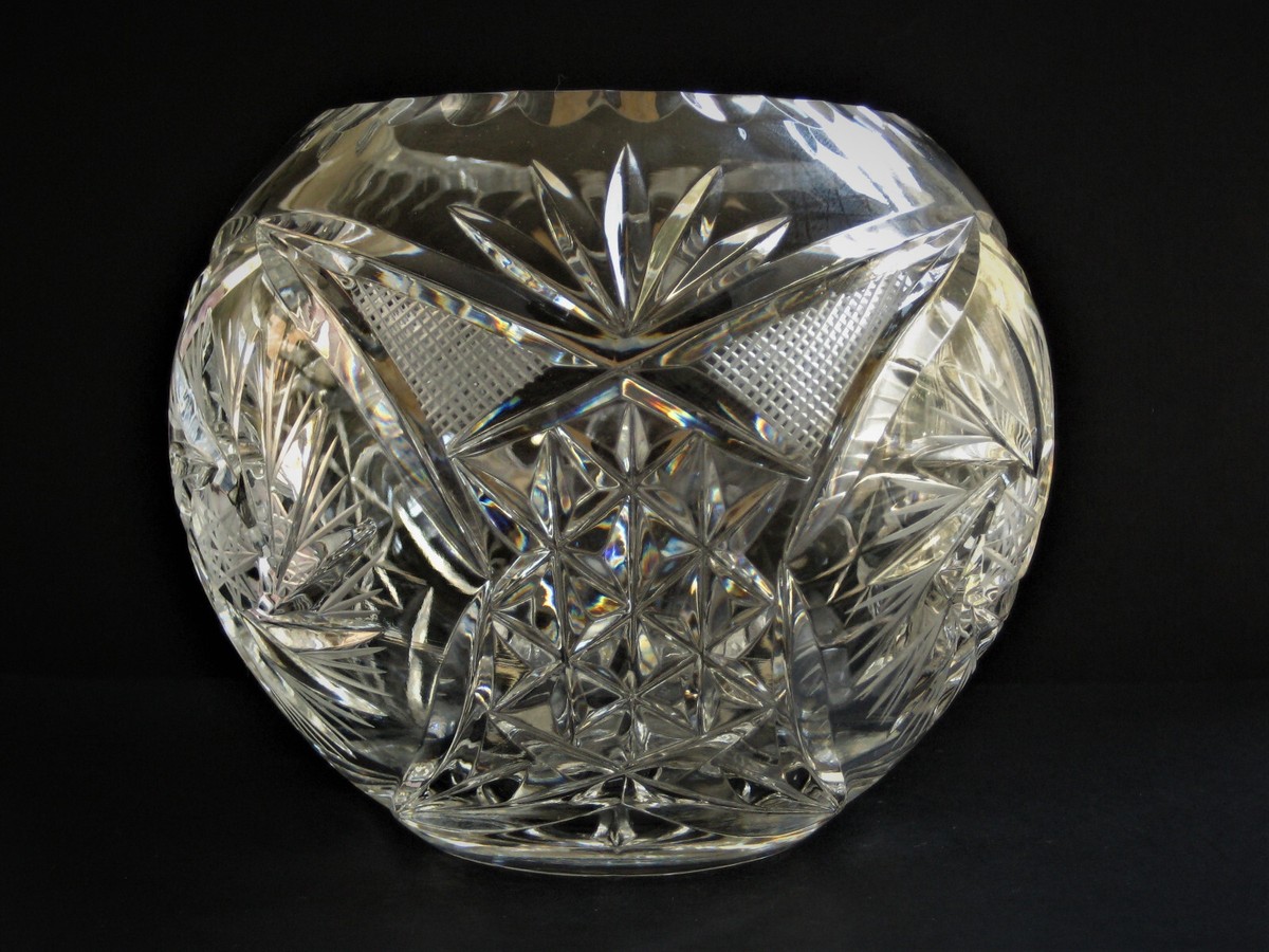 German Cut Glass Patterns 1930's German Cut Glass Bowl With Silver Top