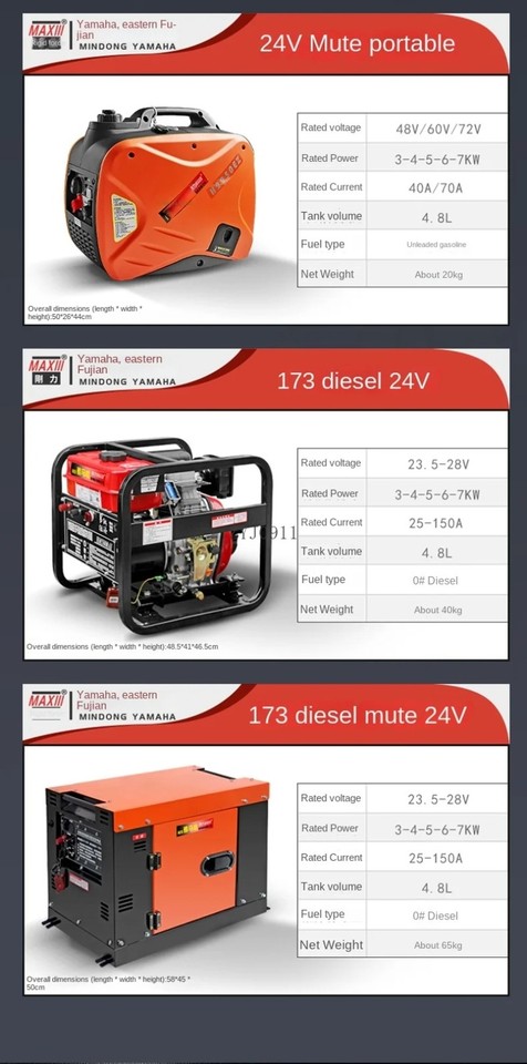 5kw 24v DC Diesel Generator Intelligent Self-starting Silent Dual-start ...
