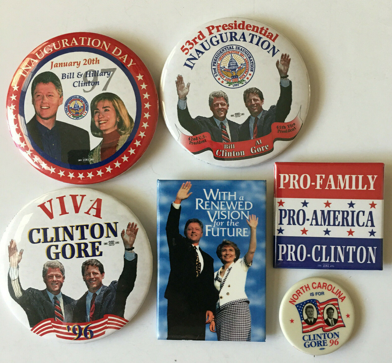 Clinton / Gore 1996 Presidential Campaign Button Inauguration Day 1997 ...