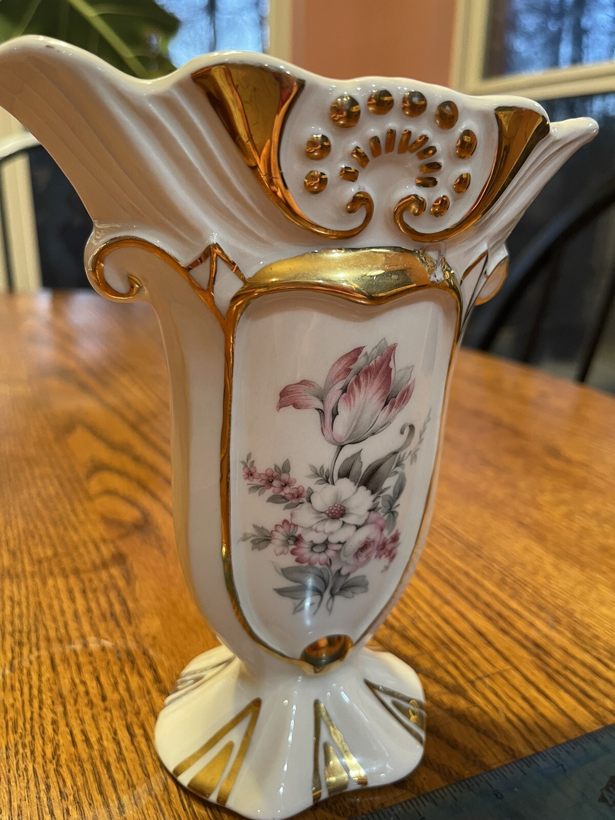 Hand Painted Gold Rim Vase | eBay