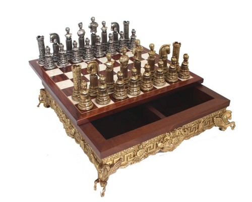 Italfama Roman Emperors Metal Chess Set Gold & Silver Plated Luxury ...