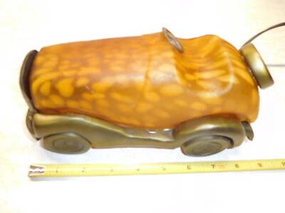 Working Vintage Mottled Orange Glass Antique Car Lamp with Cord Switch ...