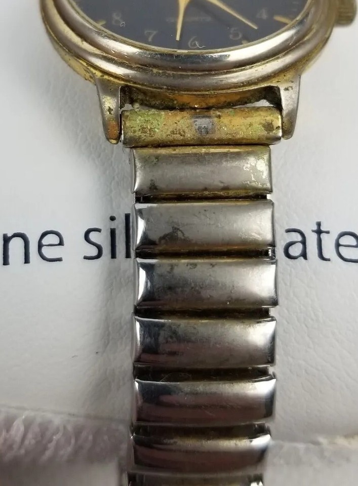 Vtg EDISON QUARTZ Ladies Watch Black Dial With Gold & Silver Tones ...