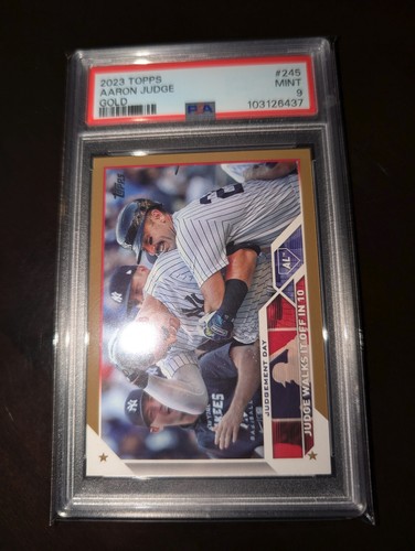2023 TOPPS GOLD AARON JUDGE #245 #'d 214/2023 PSA 9 MINT GRUMPY GRADER ...