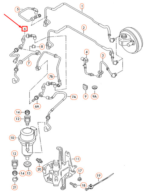 VOLKSWAGEN TOUAREG 7L MK1 BRAKE SERVO VACUUM PIPE LHD 7L6611931AP ...